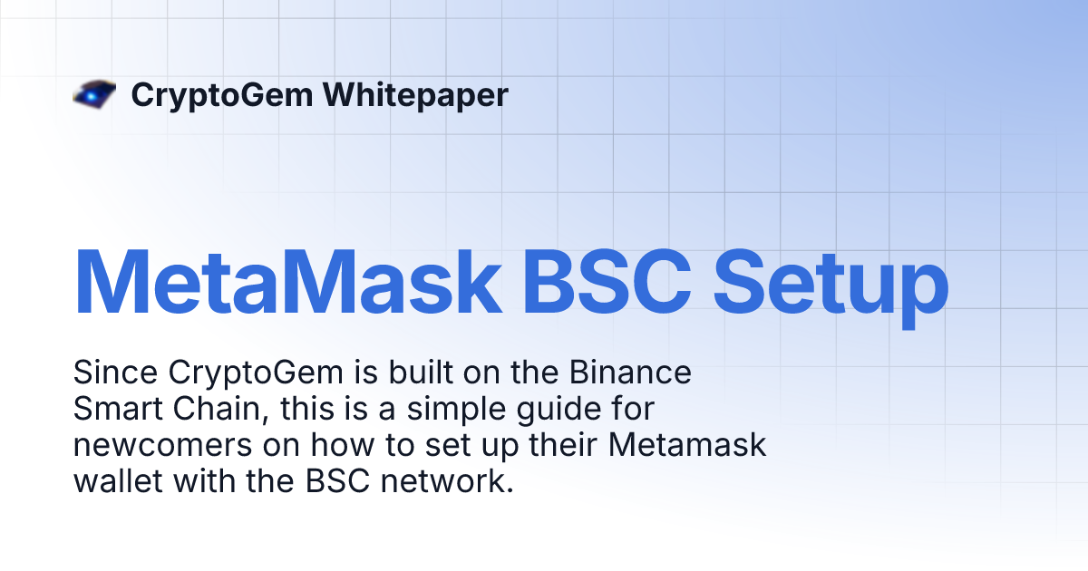 MetaMask BSC Setup | CryptoGem Whitepaper